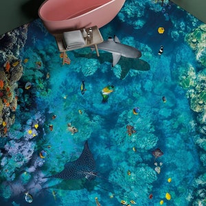 3D Undersea World Coral Fish, Vinyl Floor Mural, Self-adhesive Vinyl ...