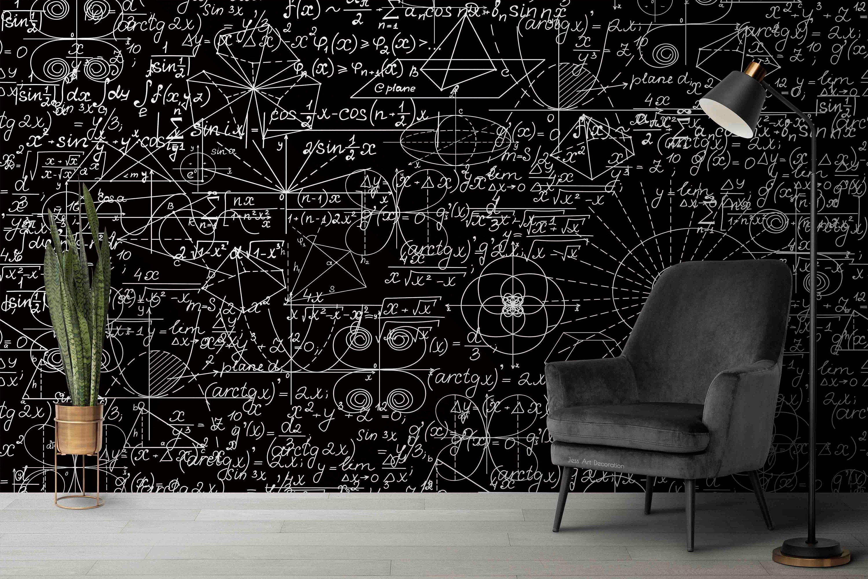 Mathematic Formula Wallpaper Mural, Blackboard Wall Art, Peel and Stick ...