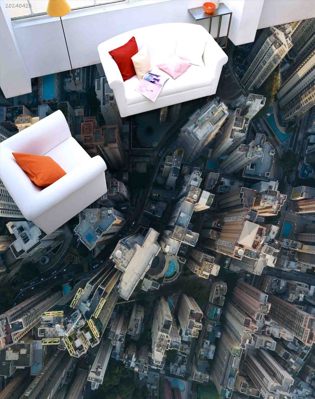 3D City Cityscape Planform, Vinyl Floor Mural, Self-adhesive Vinyl ...