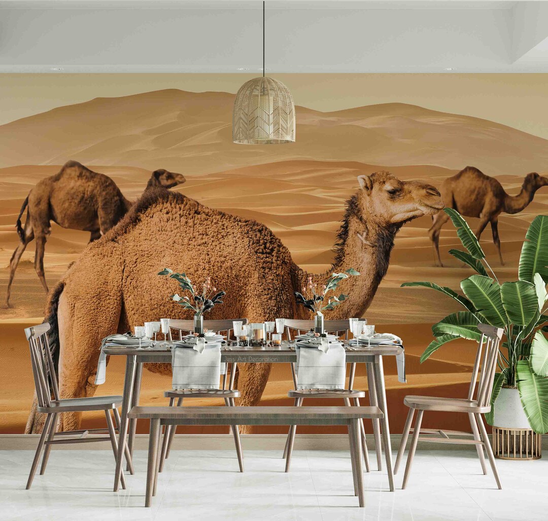 Desert Camel Landscape Wallpaper Mural, Peel and Stick, Removable - Etsy