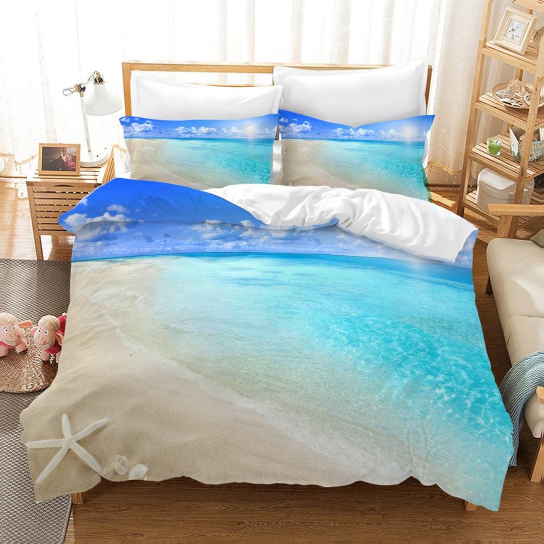 3D Beach Duvet Covers Set, Sea Quilt Cover, Starfish Bedding Set ...