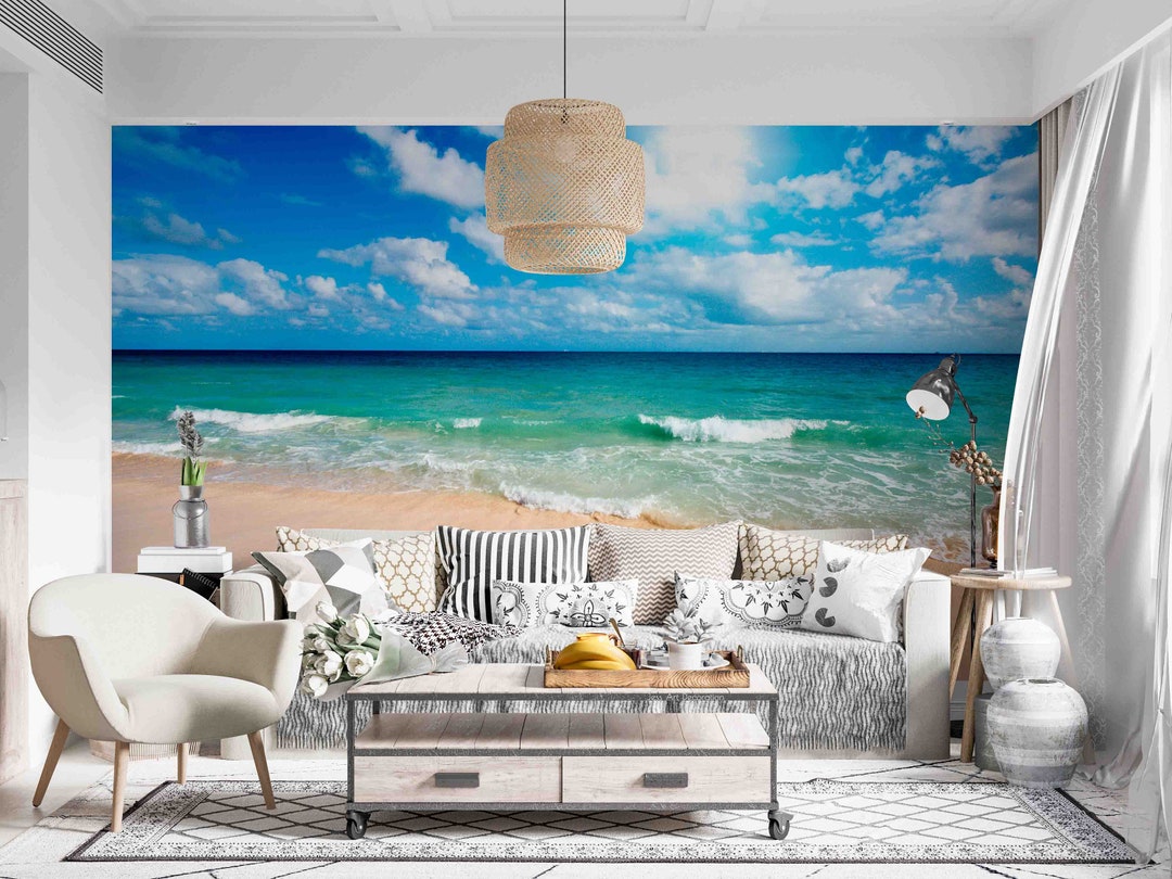 3D Ocean Beach Wallpaper-nursery Wllpaper Removable Wallpaper-peel and ...