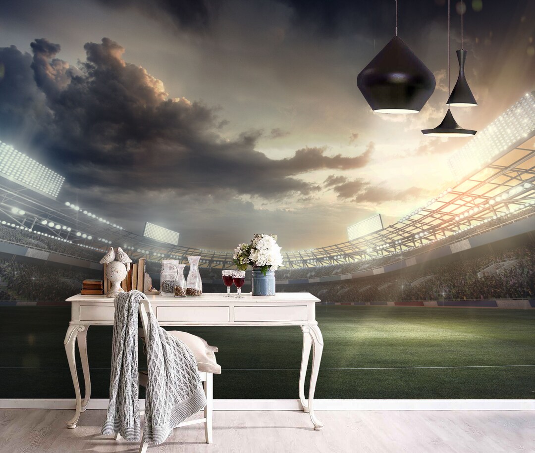 3D Athletic Field Wallpaper, Dark Cloud Wall Mural, Peel and Stick - Etsy