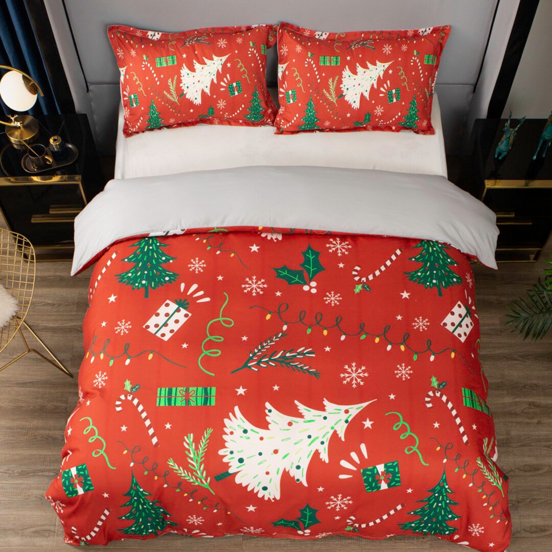 3D Christmas Duvet Covers Set, Pattern Quilt Cover, Pine Trees Bedding ...