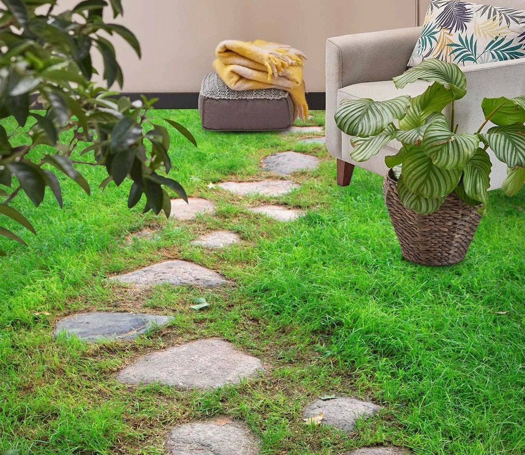 3D Grass Stone Steps Road, Vinyl Floor Mural, Self-adhesive Vinyl ...