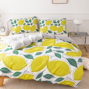 3D Lemon Duvet Covers Set, Leaves Quilt Cover, Pattern Bedding Set ...