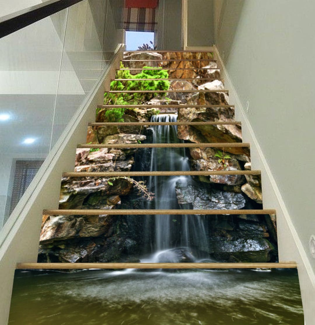 Waterfall Stair Riser Decals: Peel & Stick Vinyl Mural - Etsy