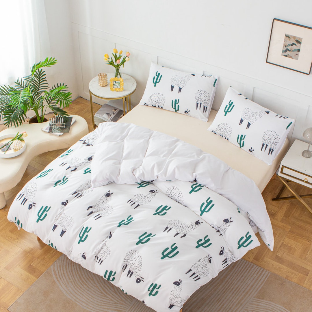 3D Alpaca Duvet Covers Set, Cactus Quilt Cover, Pattern Bedding Set ...