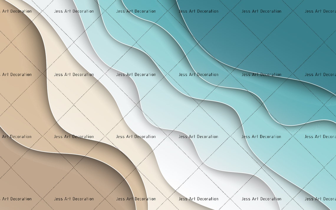 Blue Waves Wallpaper, Sand Wall Mural, Peel and Stick Wallpaper - Etsy