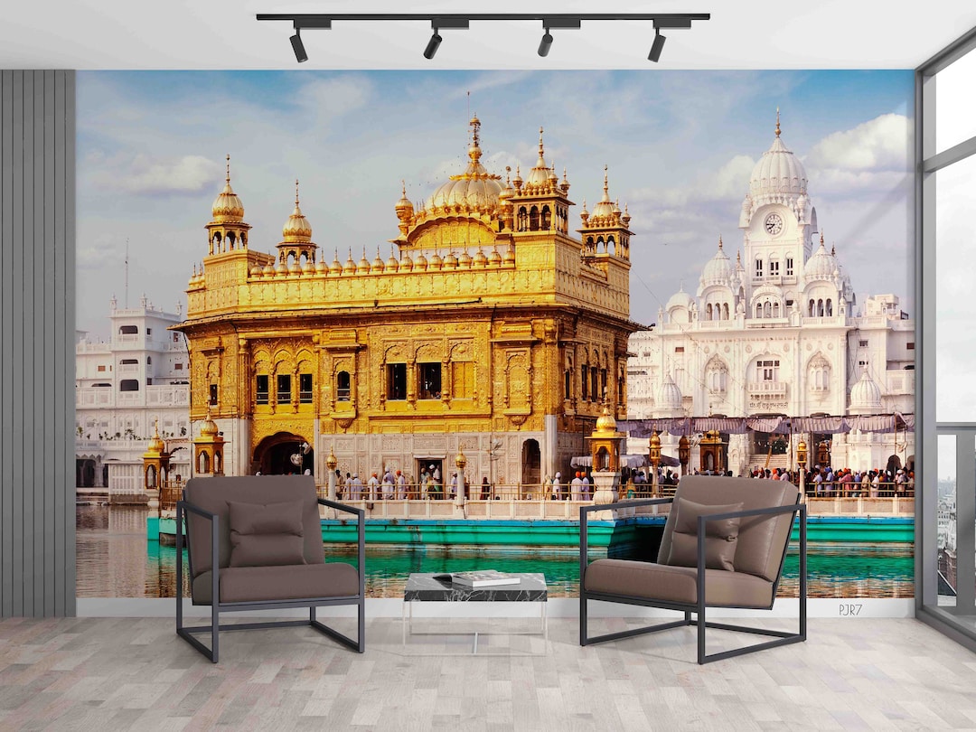 3D Amritsar Golden Temple Wallpaper, India Wall Mural, Architecture Wall Decor, Golden Wall Wall ...