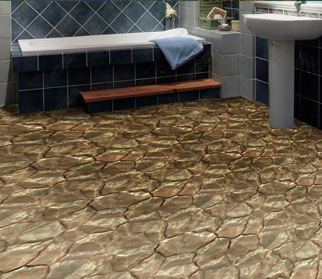3D Golden Rock, Vinyl Floor Mural, Self-adhesive Vinyl, Floor Art ...