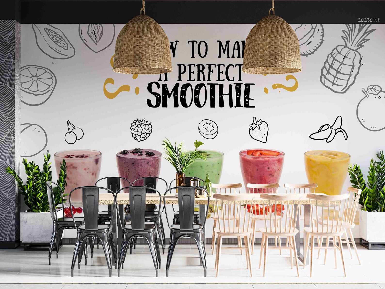 3D Smoothie Wall Art, Fruit Tea Shop Decor, Removable Wallpaper - Etsy