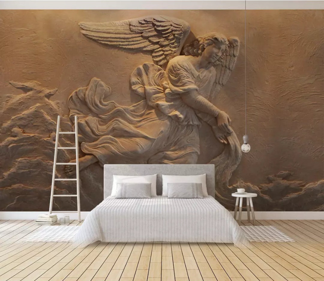 3D Relief Wallpaper, Character Wall Mural, Mythology Wall Decor, Wings ...