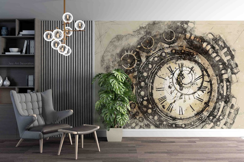Nostalgia Clock Removable Wallpaper, Nursery Decor, Peel and Stick Wall ...