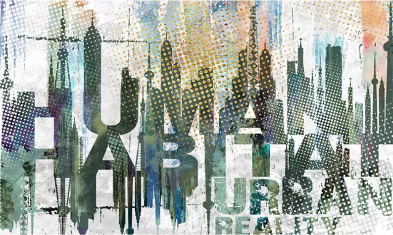 Urban Cityscape Wallpaper Mural, Industrial Wall Decor, Peel and Stick ...