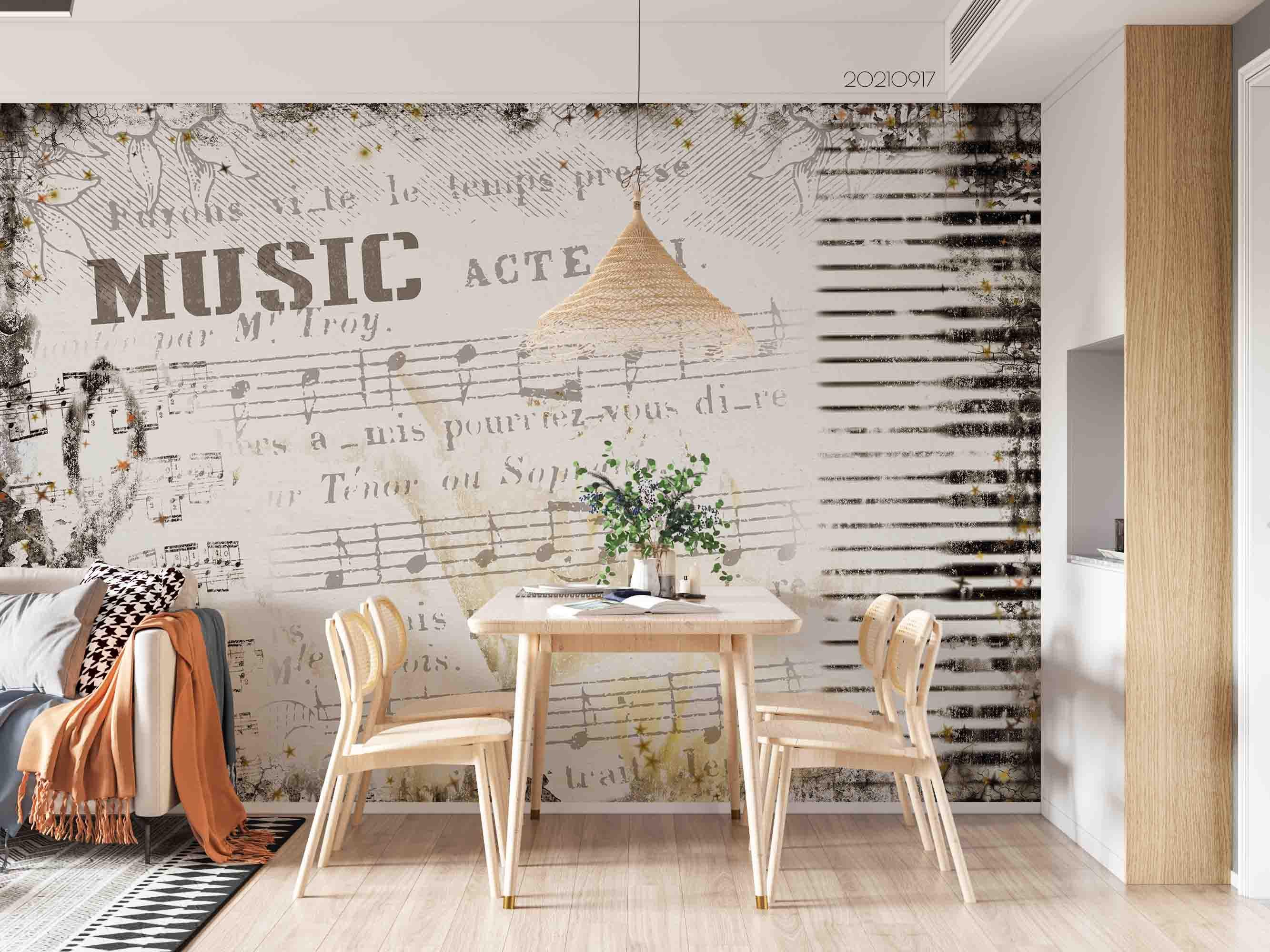 Retro Music Score Wall Mural – Peel and Stick Wallpaper - Etsy