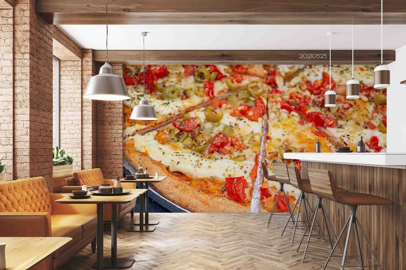 3D Pizza Wallpaper Cheese Wall Mural Food Wall Decor Pizza - Etsy