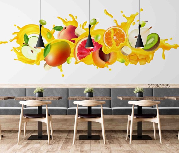 3D Fruit Wallpaper Juice Wall Mural Grapefruit Wall Decor - Etsy