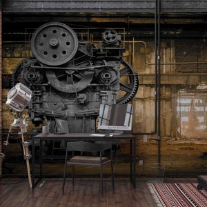 3D Building Factory Machinery Gear Retro Wallpaper Removable Wallpaper ...