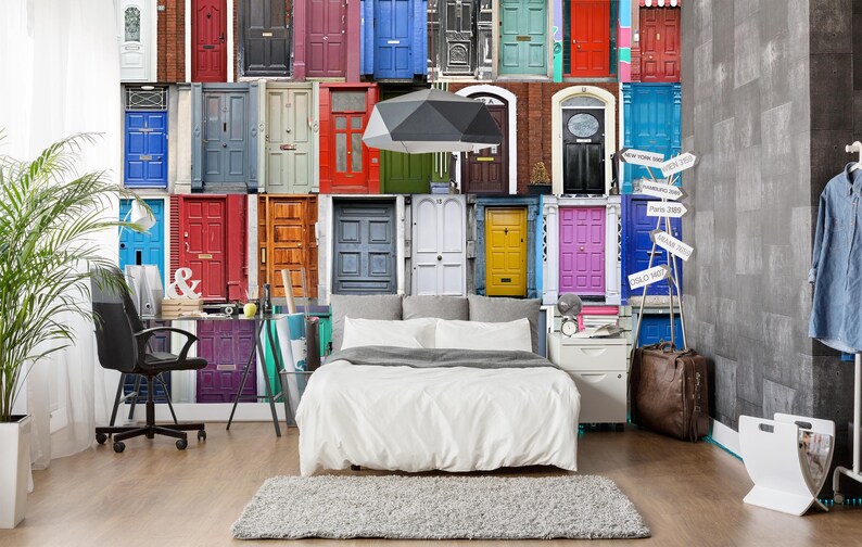 3D Door Wallpaper Colorful Wall Mural European Wall Decor - Etsy Australia