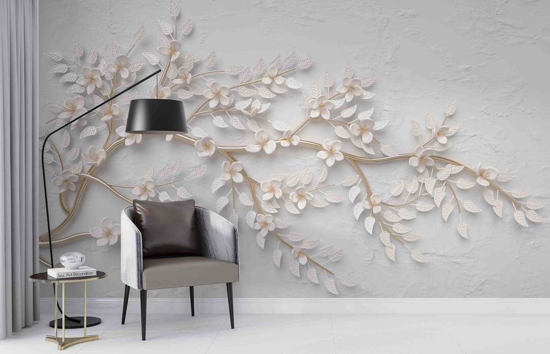 3D Embossed Tree Floral Wallpaper-nursery Wllpaper Removable Wallpaper ...
