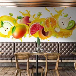 3D Fruit Wallpaper, Juice Wall Mural, Grapefruit Wall Decor, Mango Wall ...