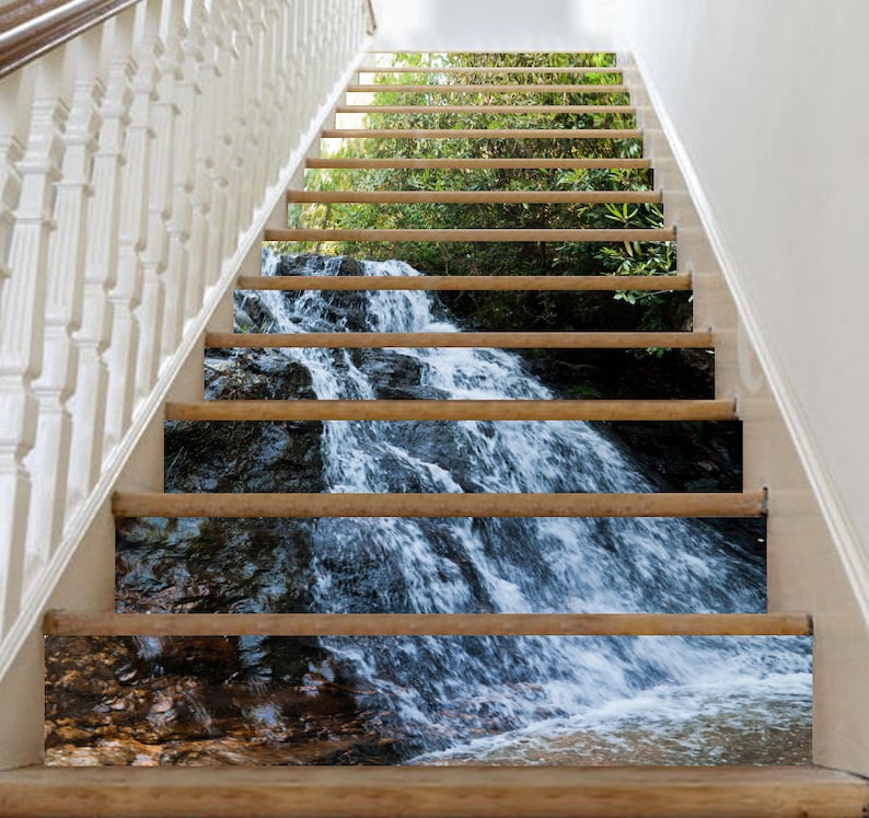 3D Single Water Fall Stair Risers Sticker PVC Sticker Mural | Etsy