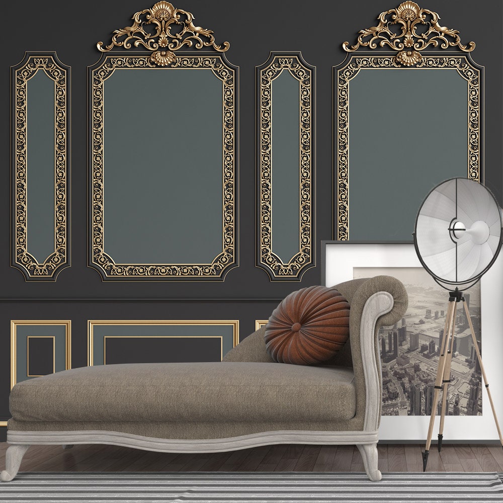 3D Embossed Cornice Wallpaper Mural, Black Wall Art, Peel and Stick - Etsy