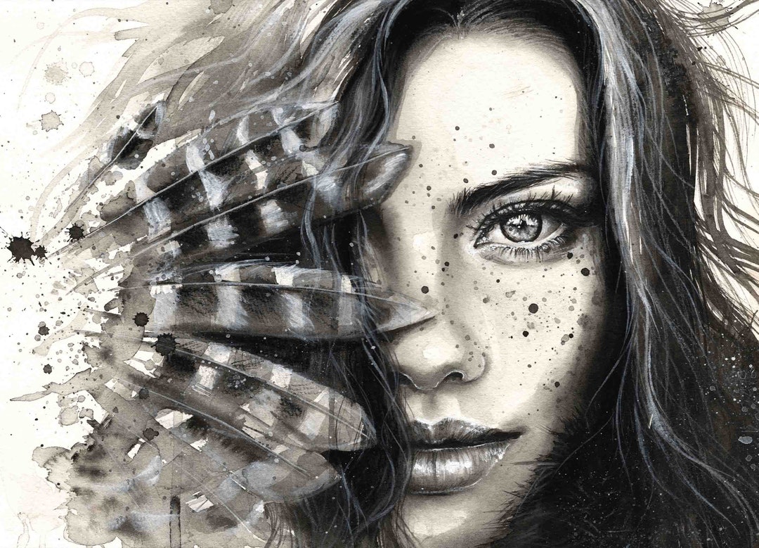 Gray Woman Feather Graffiti Design 3D Peel and Stick, Removable ...