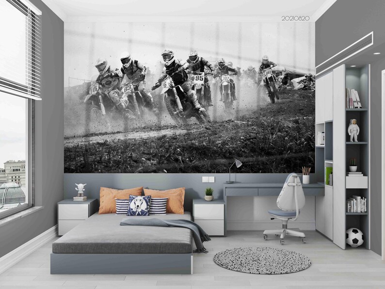 Motocross Racing Wallpaper Mural – Peel and Stick 3D Wall Art - Etsy