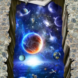 3D Planet Galaxy Outer Space, Vinyl Floor Mural, Self-adhesive Vinyl ...