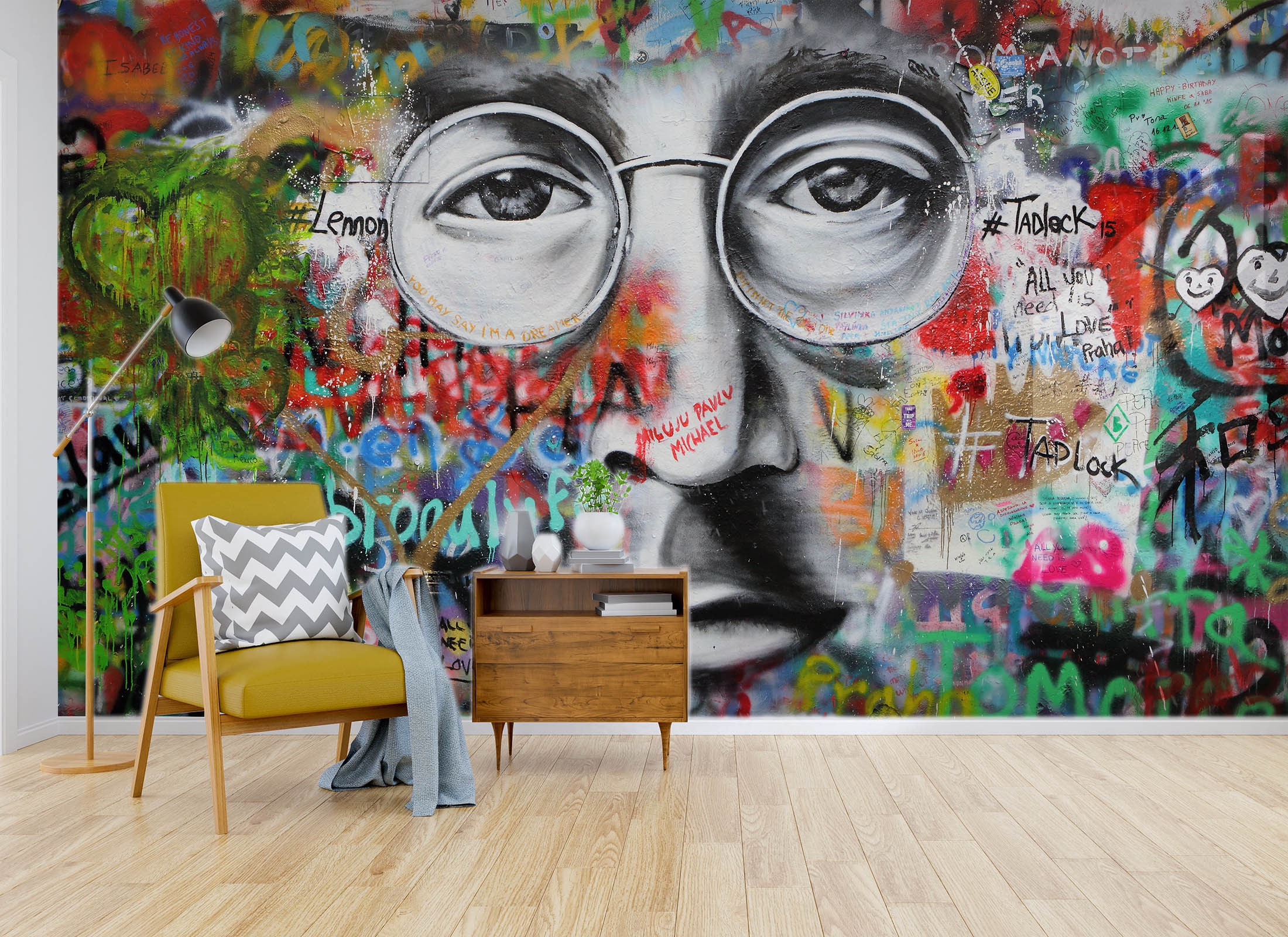 3D John Lennon Wallpaper, Graffiti Wall Mural, Avatar Wall Decor ...