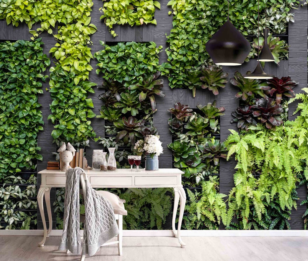 3D Greenery Wall Mural, Landscape Plants Decor, Peel and Stick ...