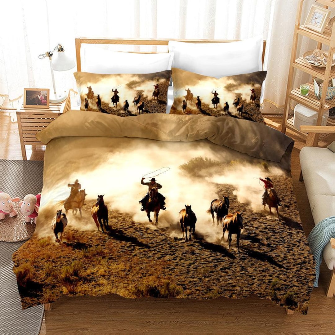 3D Cowboy Horse Duvet Cover Set, Western Ranch Bedding - Etsy