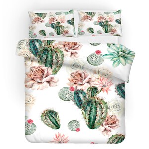 3D Cactus Duvet Covers Set, Floral Quilt Cover, Succulent Bedding Set ...