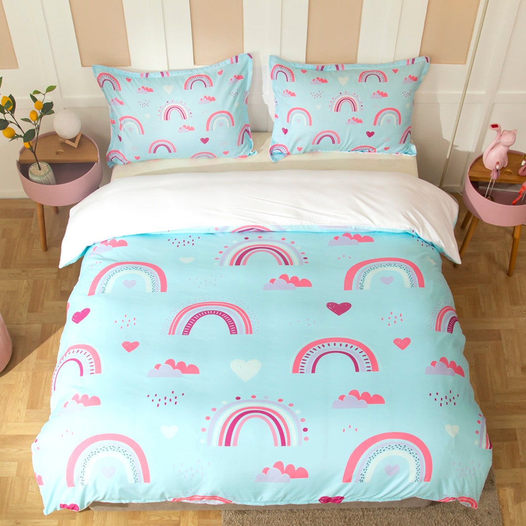 3D Rainbow Duvet Covers Set, Cartoon Quilt Cover, Clouds Bedding Set ...