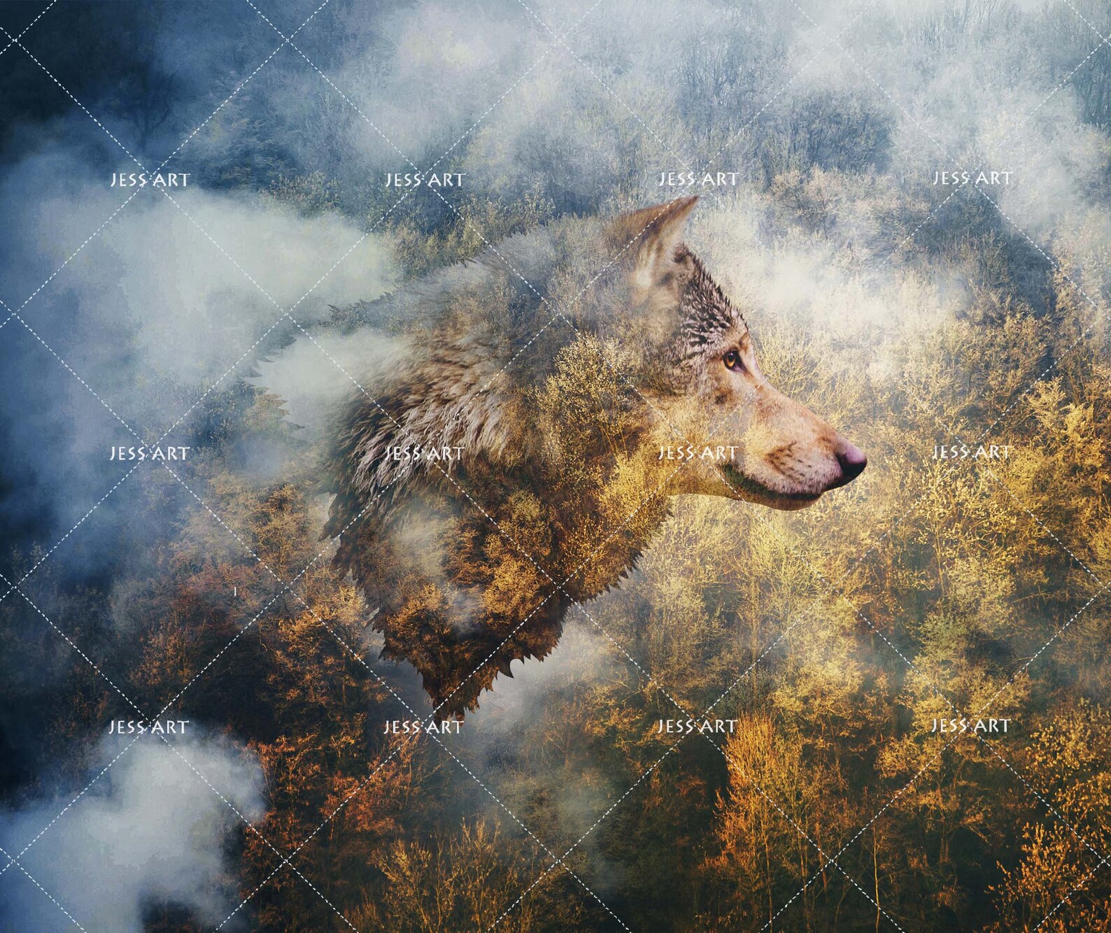 3D Wolf Wallpaper Forest Wall Mural Autumn Wall Decor - Etsy