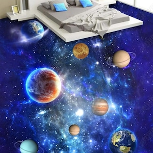 3D Planet Outer Space Galaxy, Vinyl Floor Mural, Self-adhesive Vinyl ...