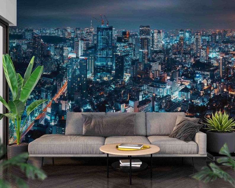 Night Cityscape Wallpaper Mural, 3D Peel and Stick - Etsy