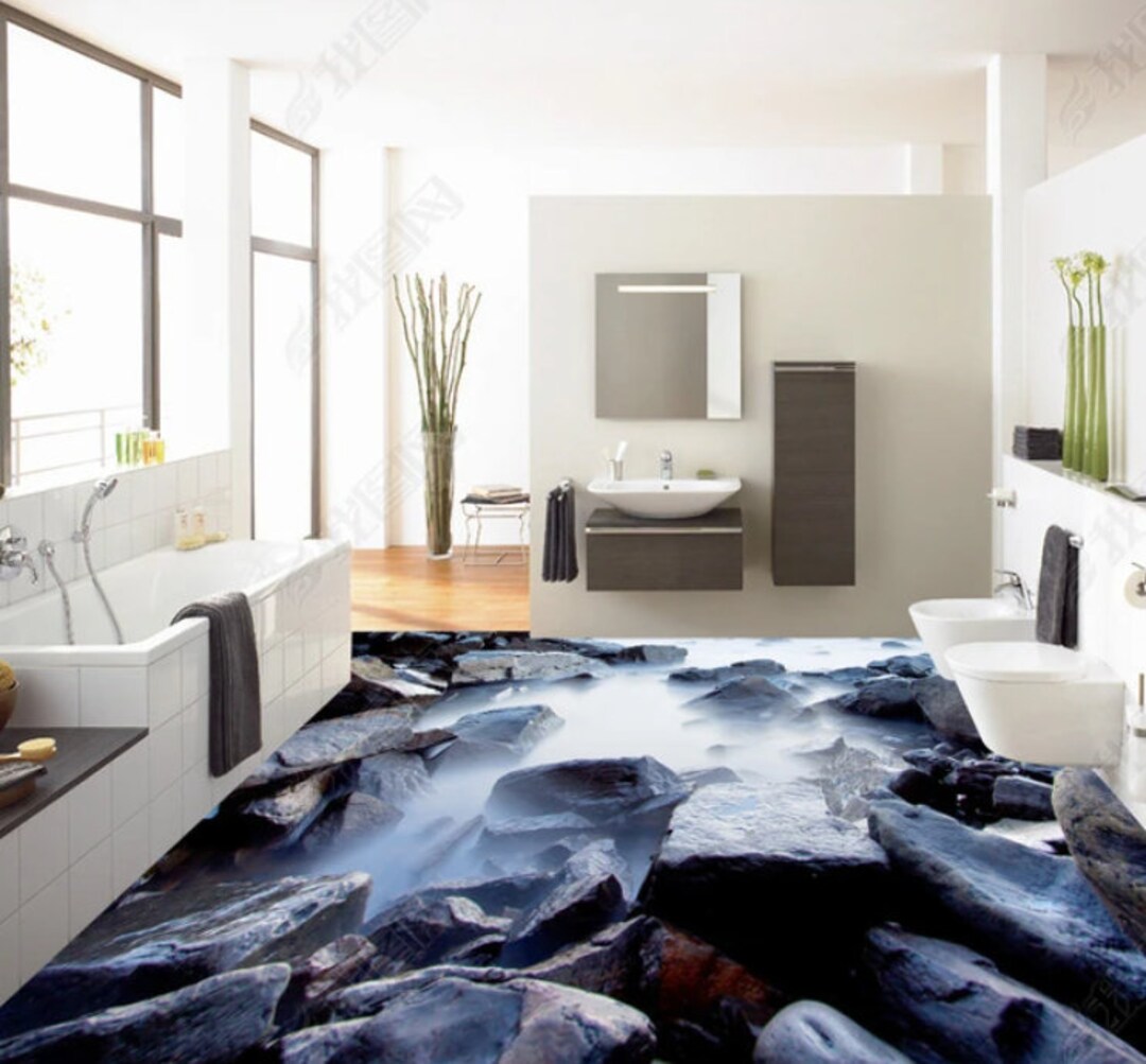 3D Rock Stone Sea Wave, Vinyl Floor Mural, Self-adhesive Vinyl, Floor ...