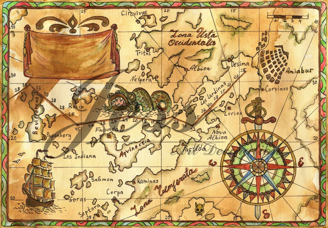 3D Pirate Map Wallpaper Old Wall Mural Sailing Ship Wall - Etsy Australia