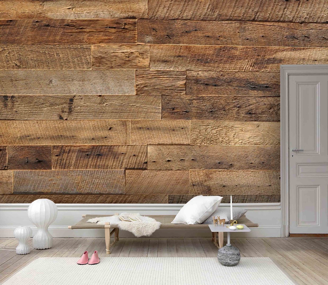 Geometric Wood Grain Wallpaper, Retro 3D Pattern, Peel and Stick Wall ...