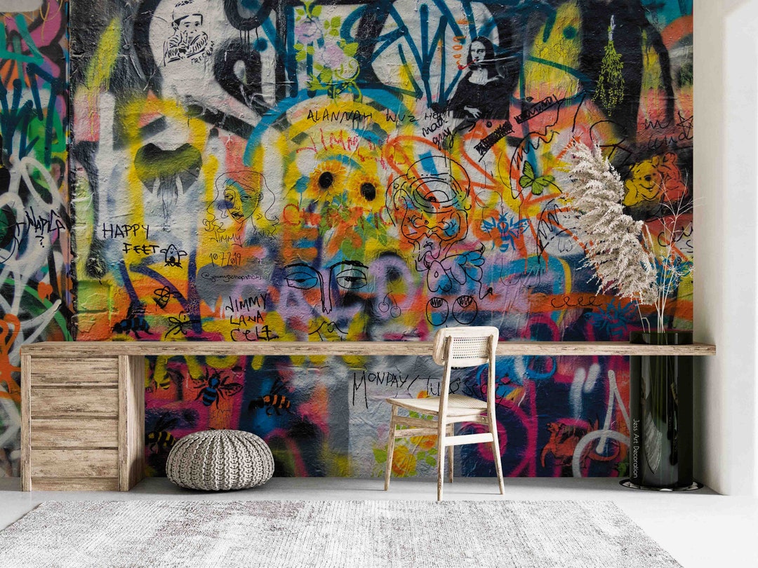3D Graffiti Wallpaper, Colorful Wall Mural, Street Art Wall Decor ...