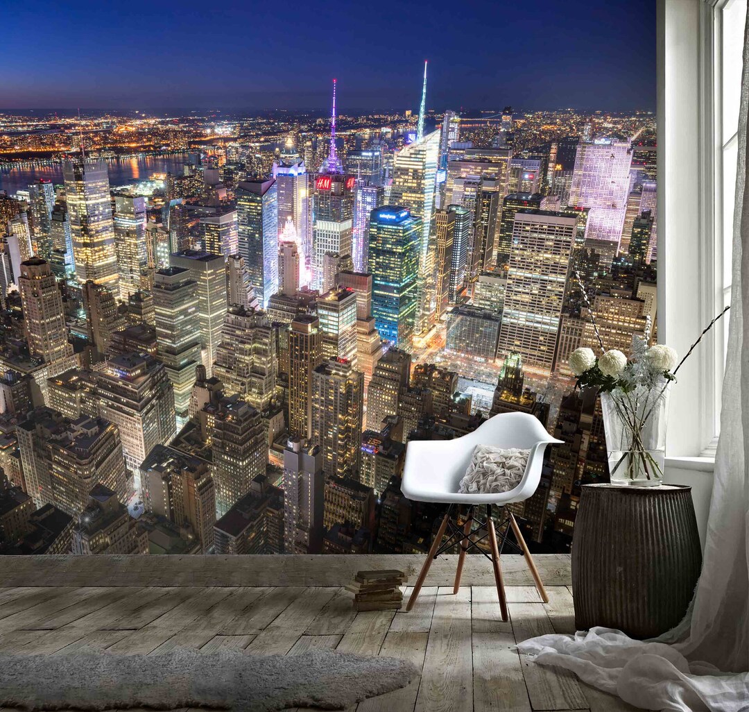 3D City Wallpaper Building Wall Mural Night View Wall Decor - Etsy