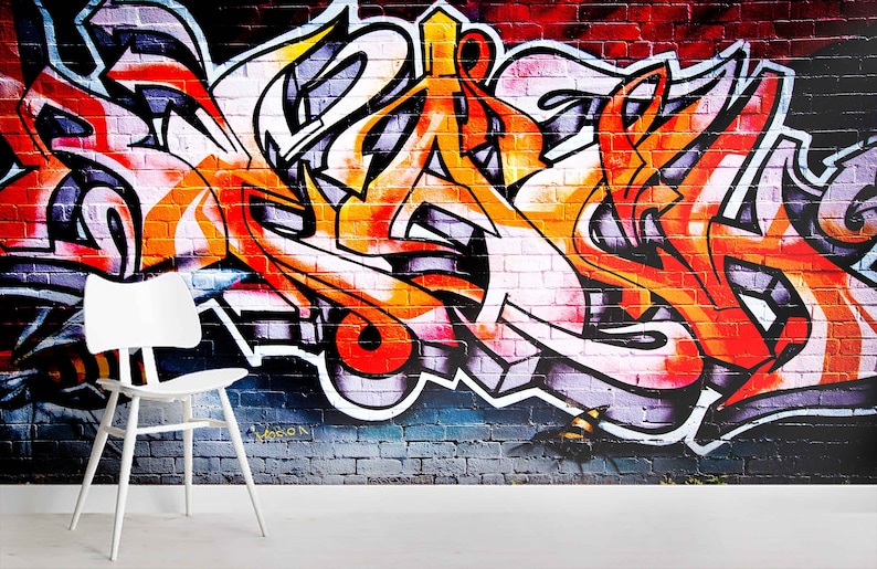 3D Graffiti Wallpaper Mural, Urban Street Art, Removable Peel and Stick ...