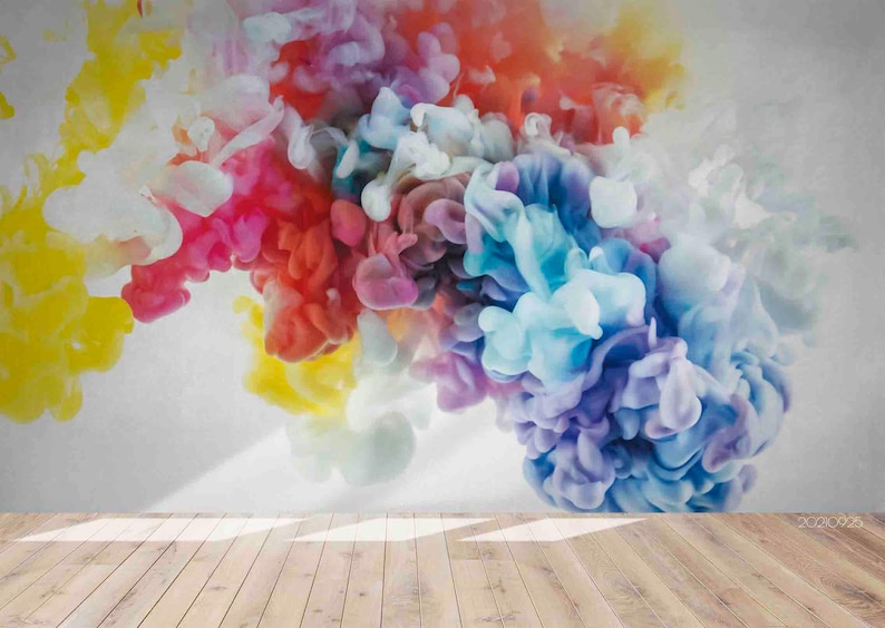 Colorful Smoke Wall Mural – Abstract 3D Wallpaper, Peel and Stick - Etsy
