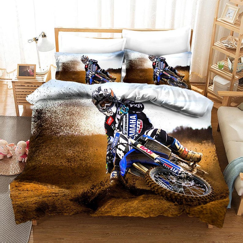 3D Motorcross Duvet Cover Set, Track Bedding, Microfiber - Etsy