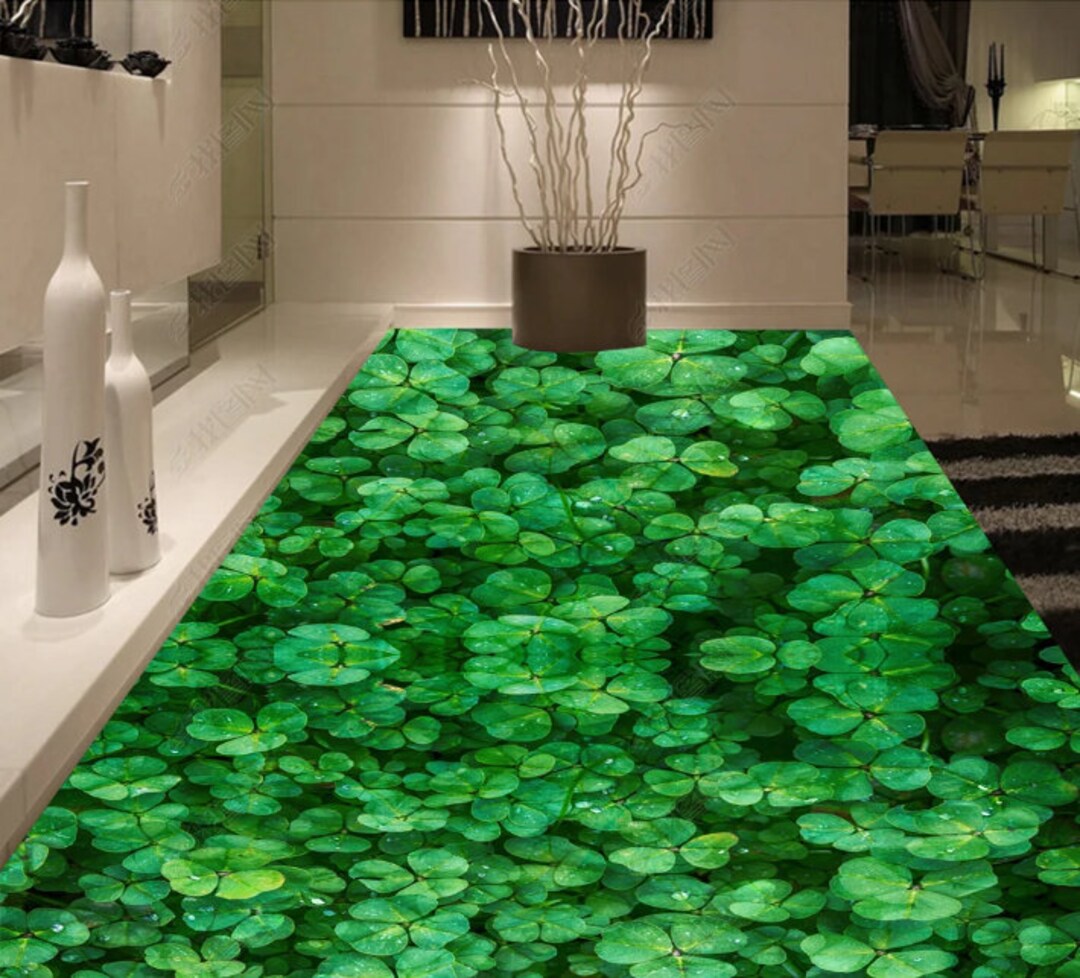 3D Clover Green, Vinyl Floor Mural, Self-adhesive Vinyl,floor Art ...