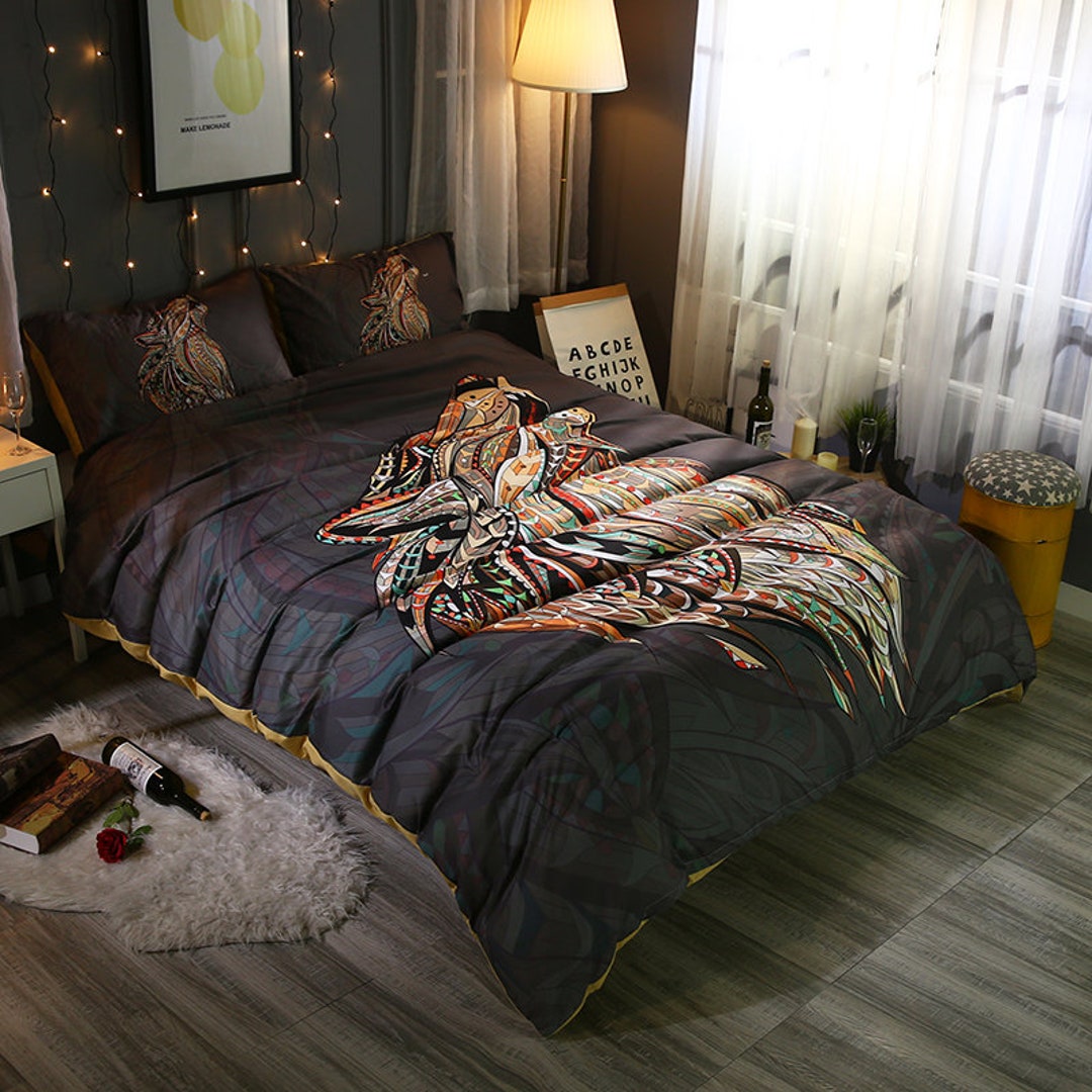 3D Wolf Duvet Covers Set, National Quilt Cover, Colorful Bedding Set ...