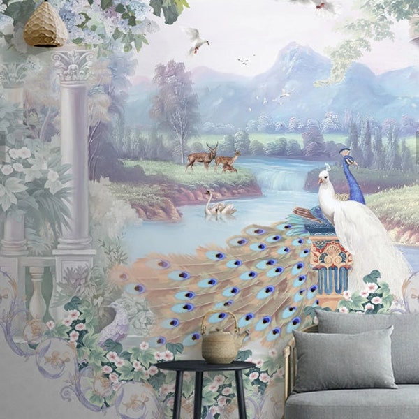 Peacock Wall Mural - Etsy